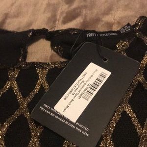 PrettyLittleThing | Dresses | Black Metallic Diamond Open Mesh Maxi ...